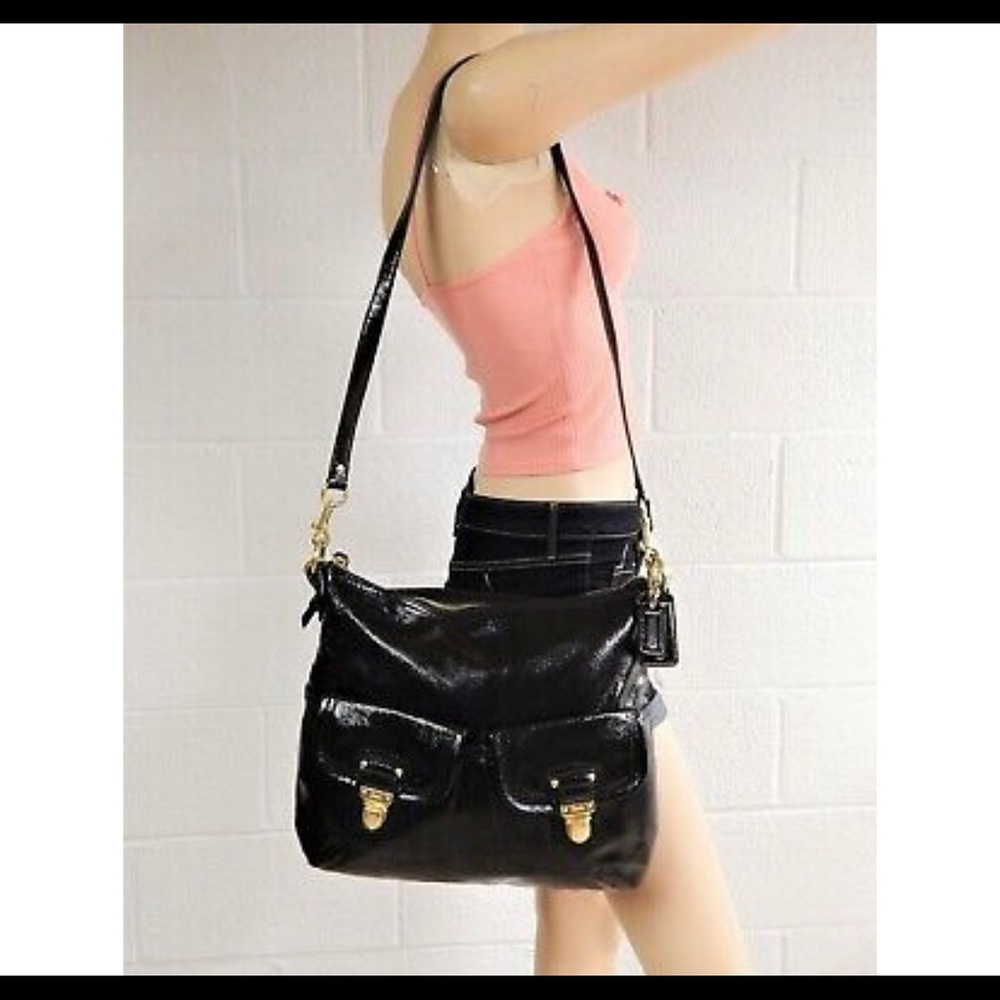 Coach Daisy Liquid Gloss Pocket Hobo/ Swing Bag - Gem